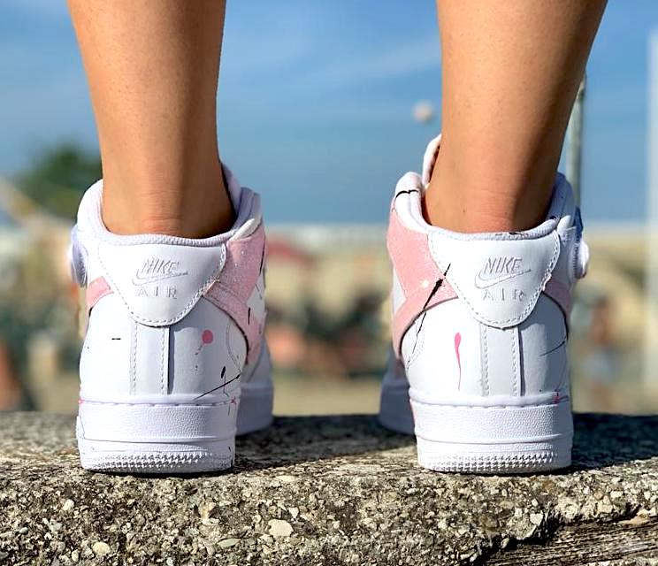 Nike Air Force One Custom MID Glitter Rosa | LLab Scarpe Personalizzate