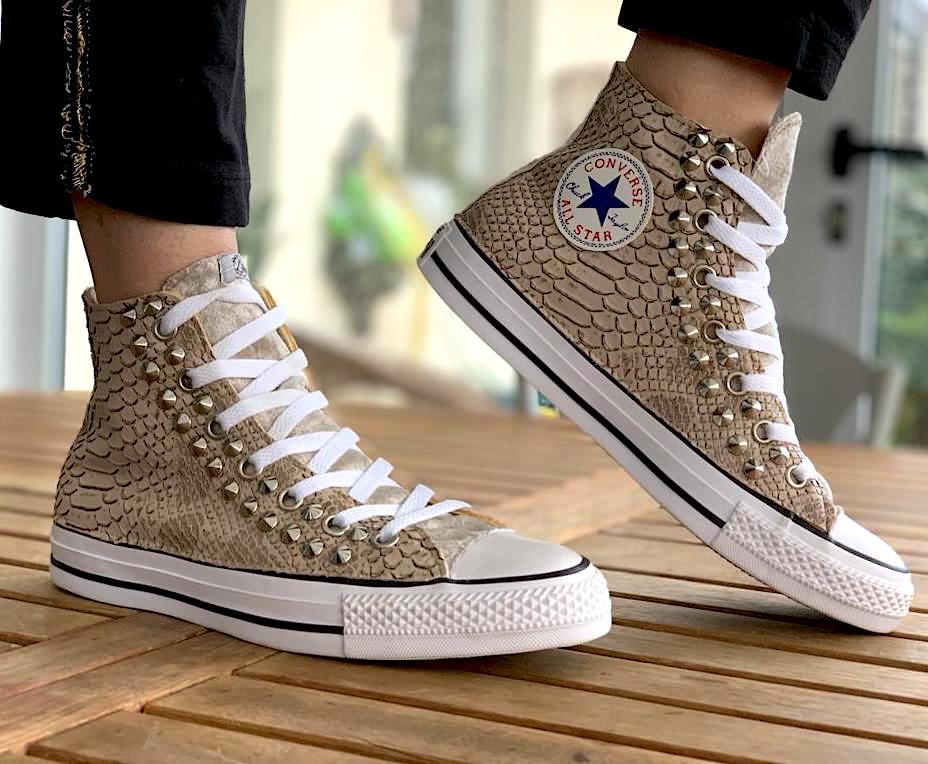 Converse All Star Custom Squamato e Borchie| LLab Scarpe Custom