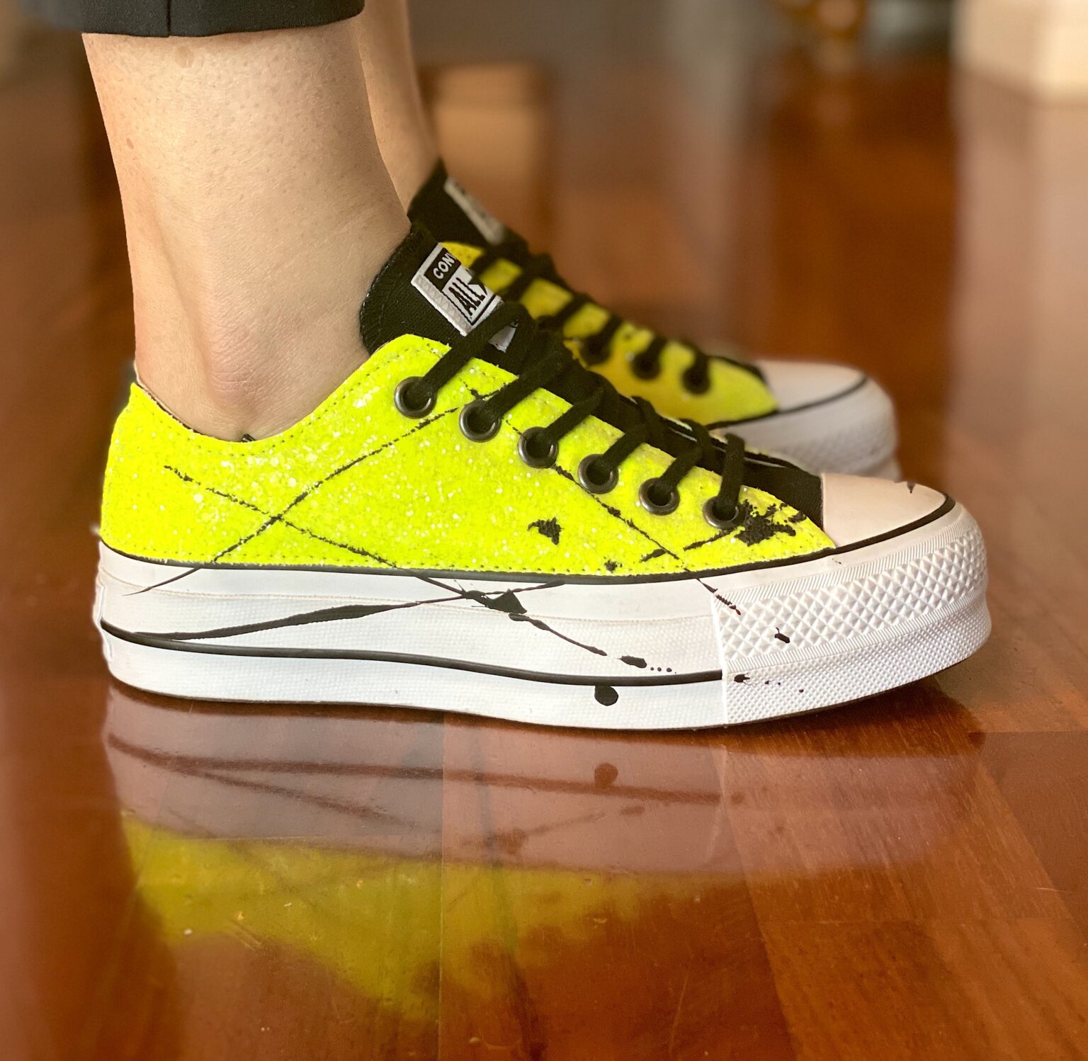 Converse All Star Custom LOW Giallo Fluo | LLab scarpe personalizzate