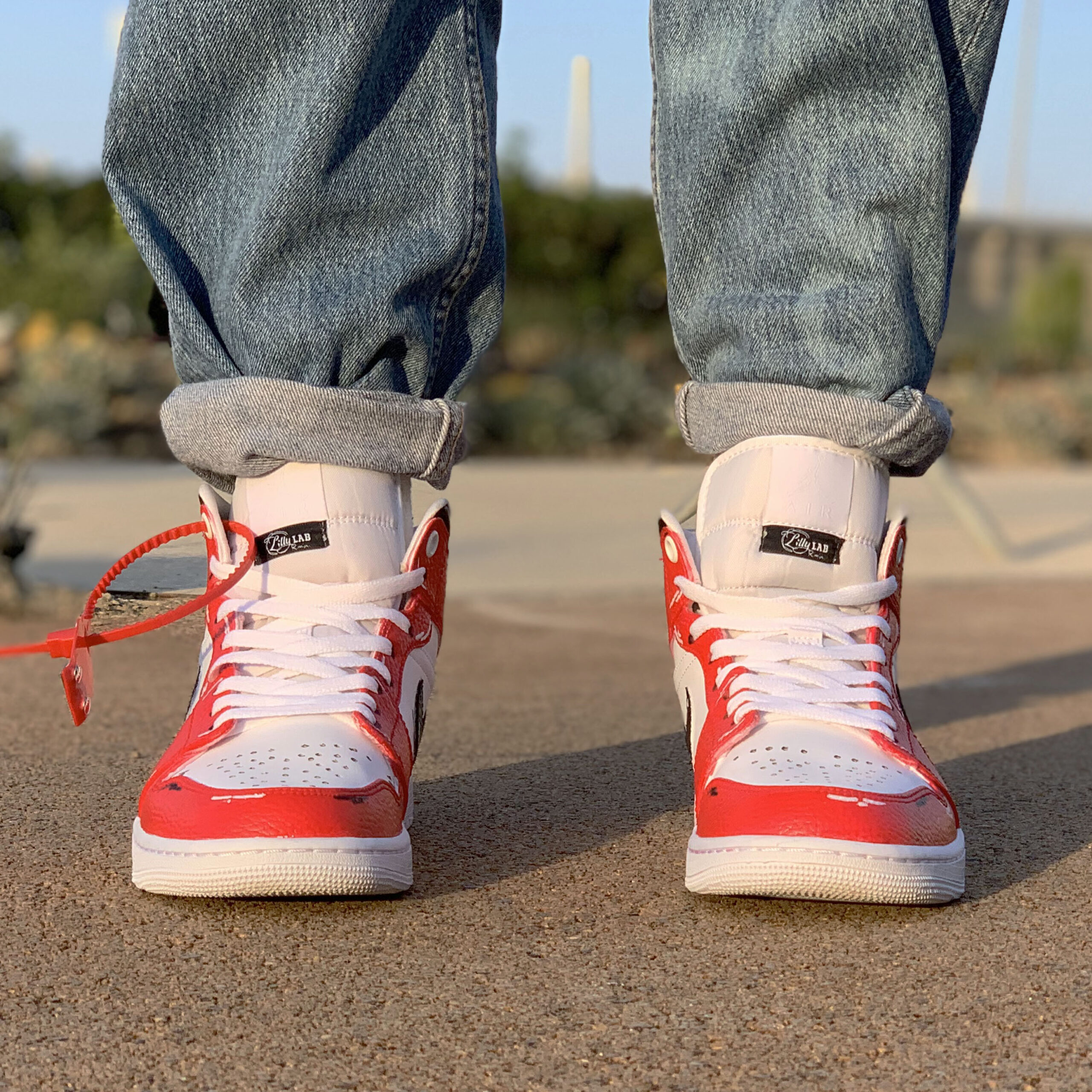 Nike Jordan 1 Custom Cartoon Swoosh Nero | LLab Scarpe Personalizzate