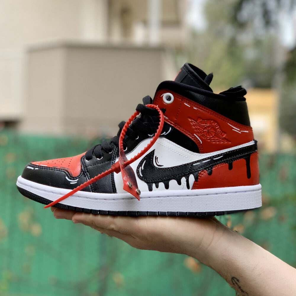 Nike Jordan 1 Custom Cartoon Rosso & Nero | LLab Scarpe Personalizzate