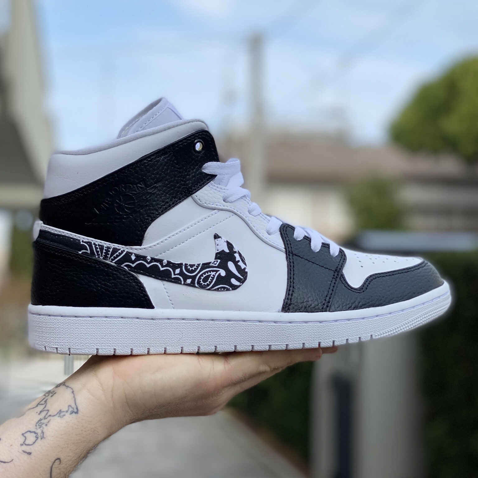 Nike Jordan 1 Custom Bandana Nera | LLAB Scarpe Personalizzate