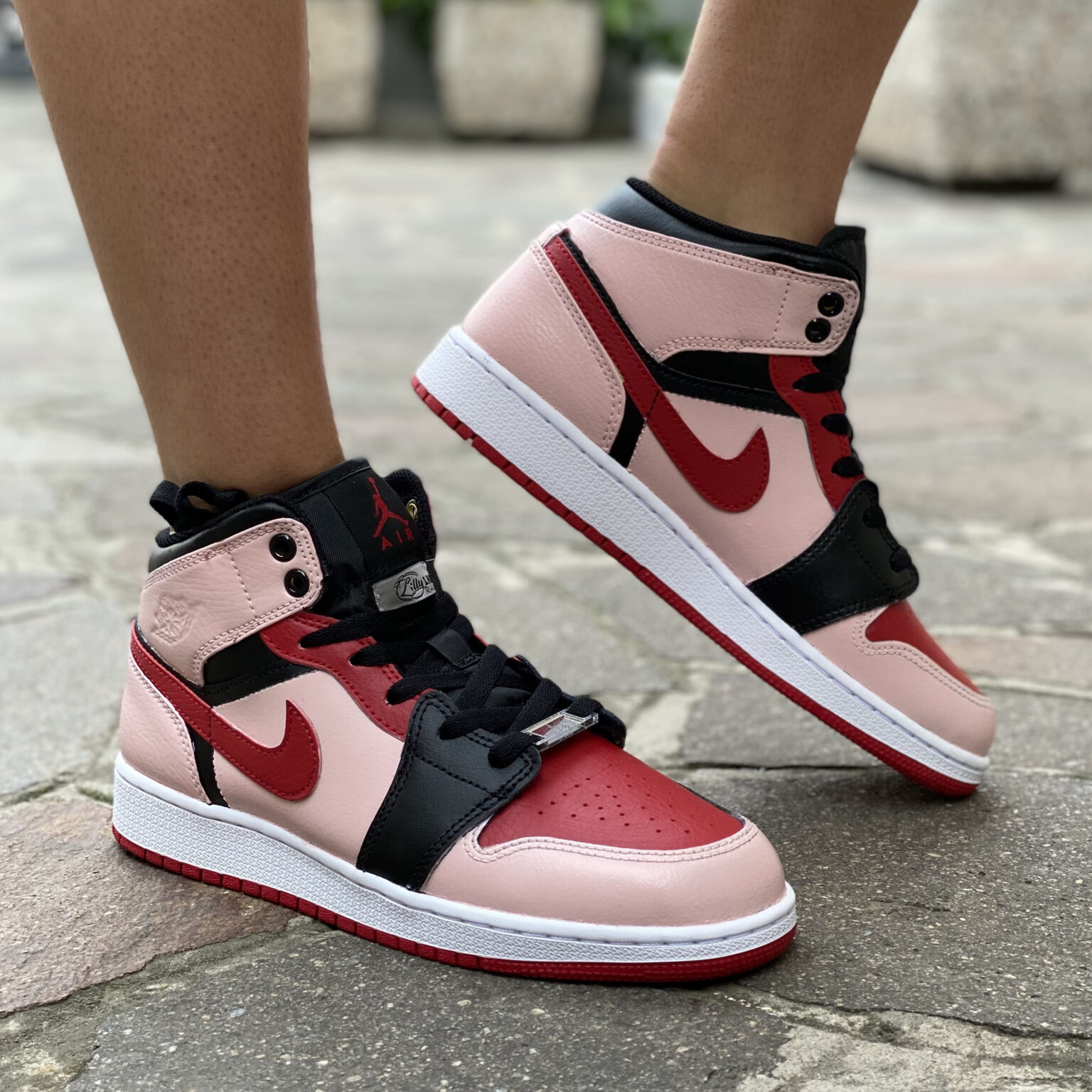 Nike Jordan 1 Custom Rosa, Rosso & Nero | LLab Scarpe Personalizzate