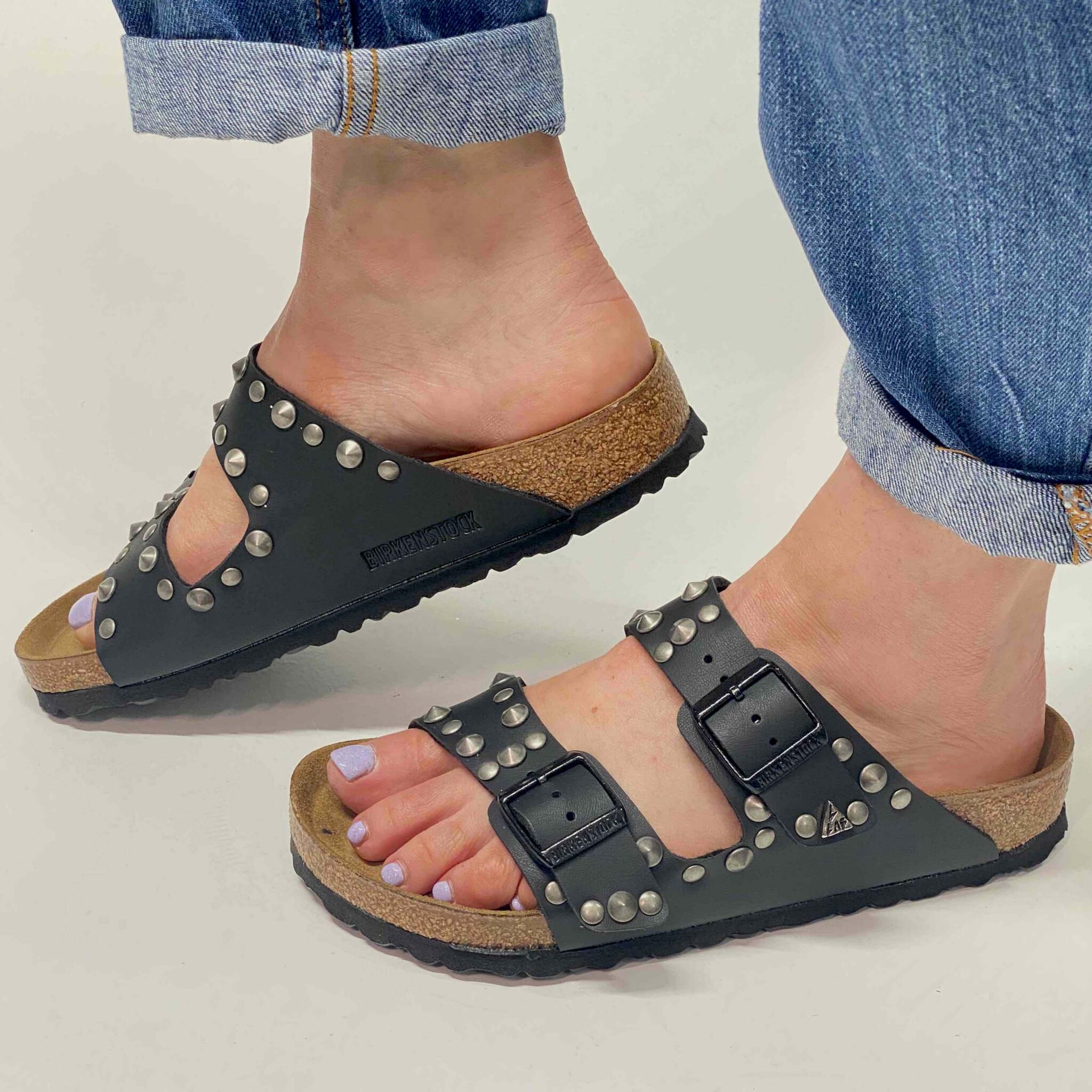 Birkenstock Arizona Nera Borchie Satinate Alternate | LLab scarpe custom