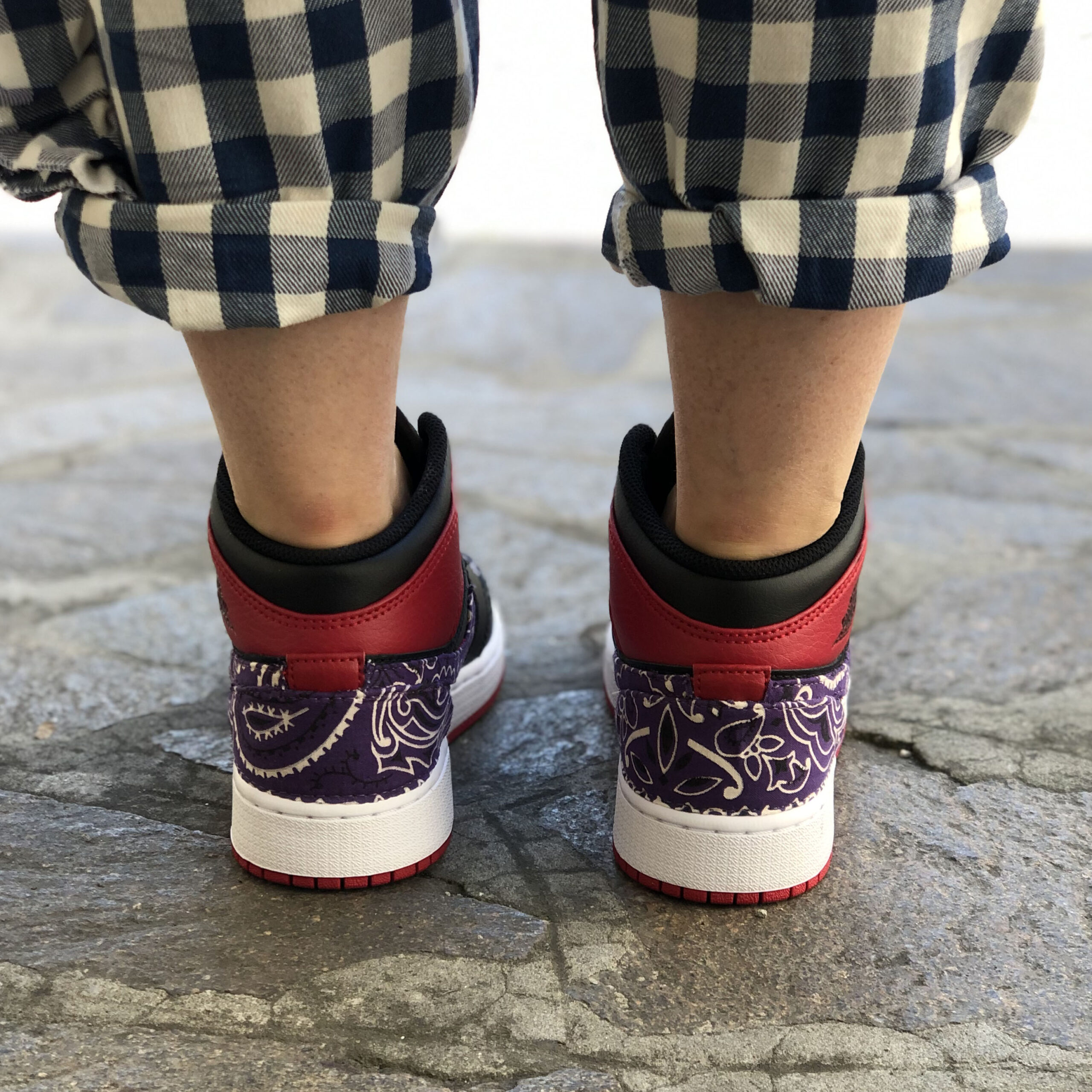 Nike Jordan 1 Custom Bandana Viola & Rossa | LLab Scarpe Custom