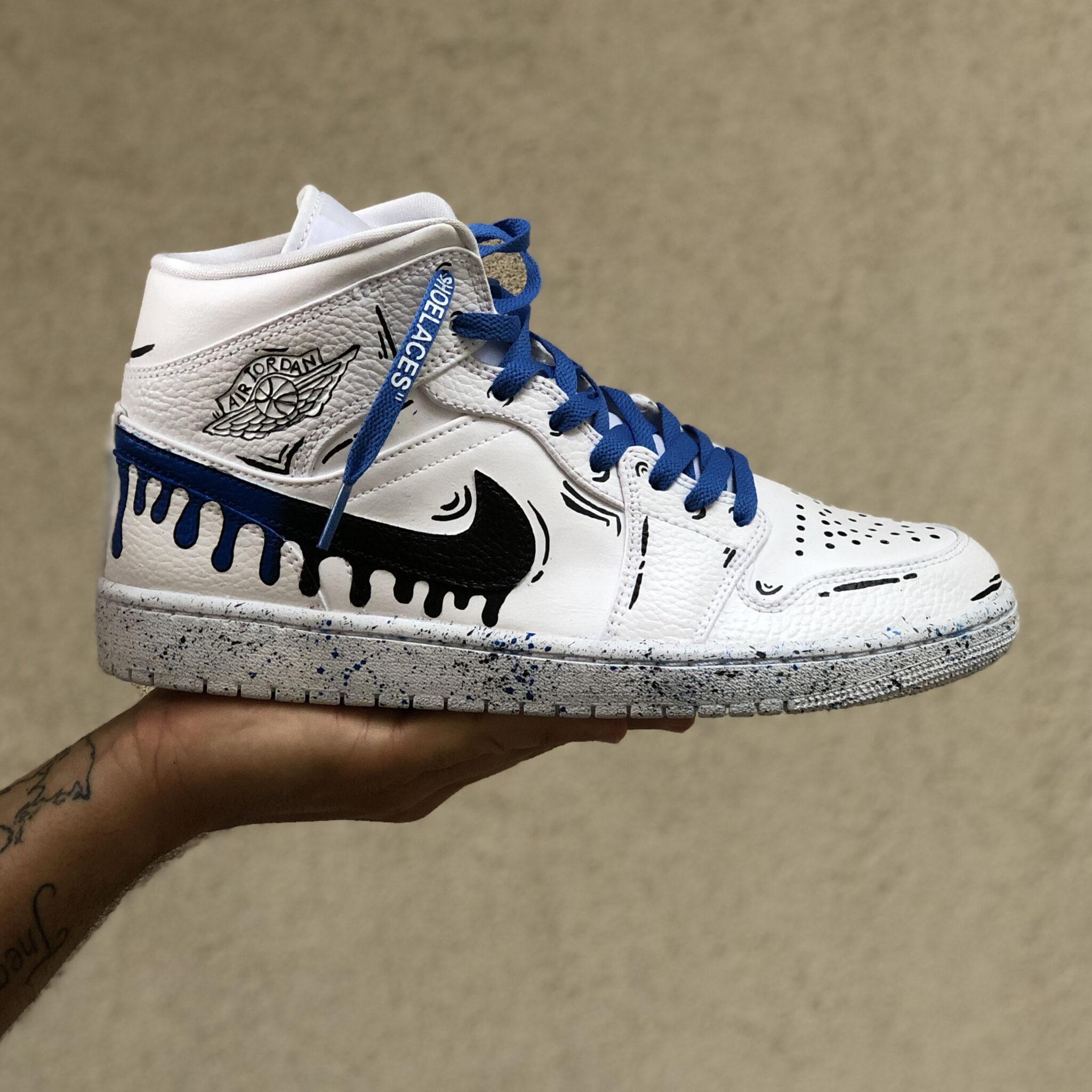 Nike Jordan 1 Custom Swoosh e laccetti Blu | LLab Scarpe Custom