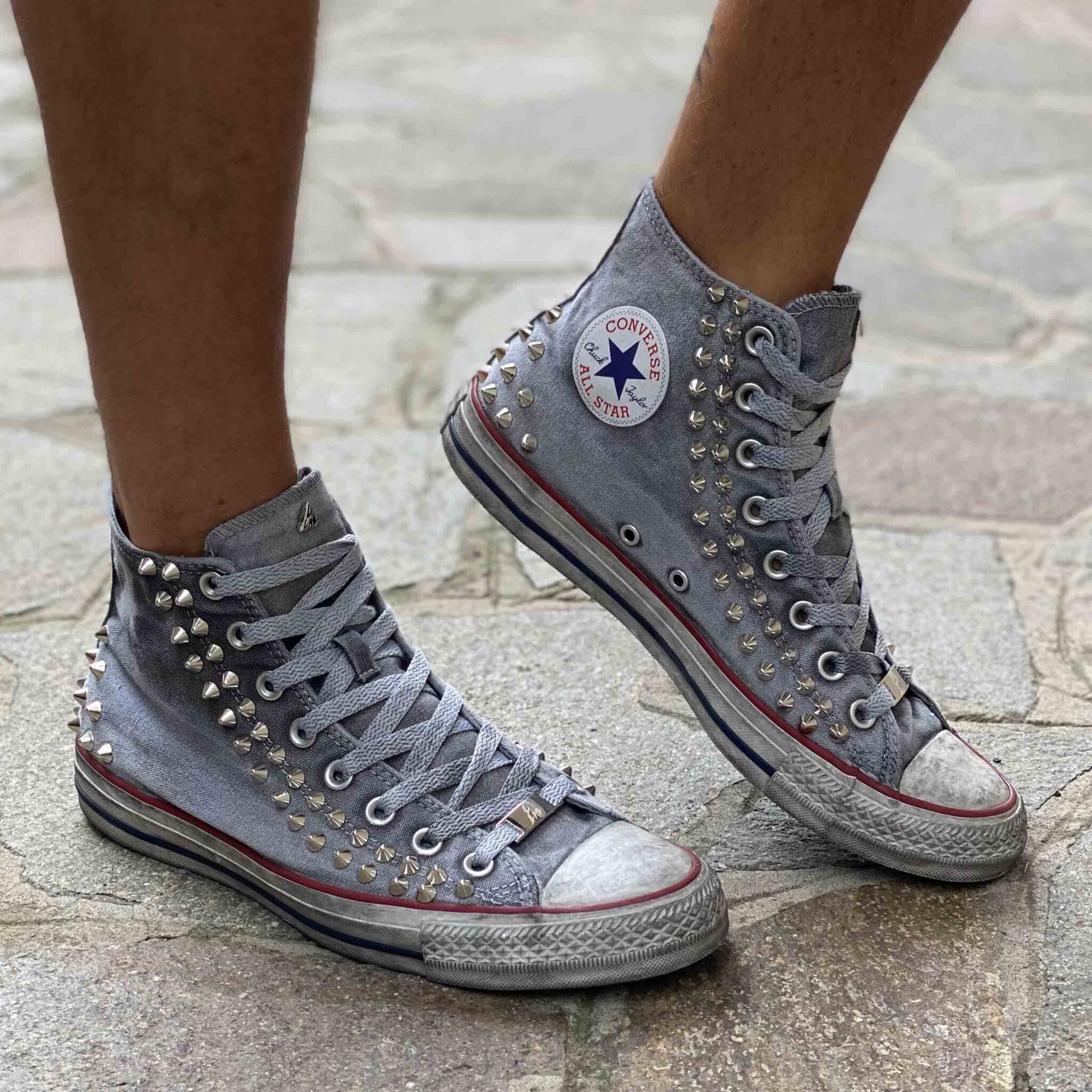 Converse All Star Custom Platform Borchie, Perle | LLab scarpe custom
