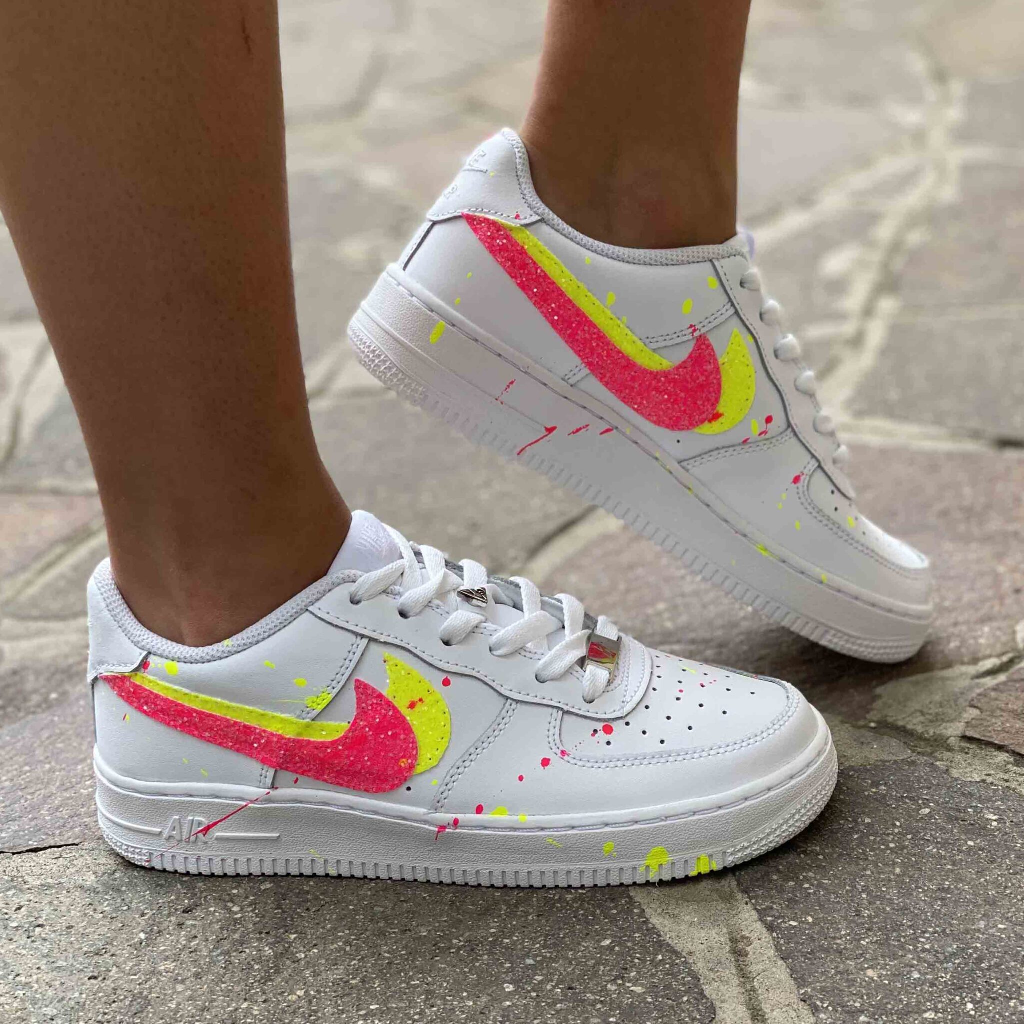 Nike Air Force 1 Custom MID Swoosh Blu e Arancio | LLab Scarpe Custom