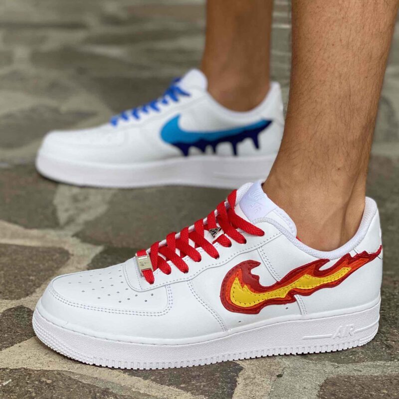 Nike Air Force One Custom Fire and Water | LLab Scarpe Custom