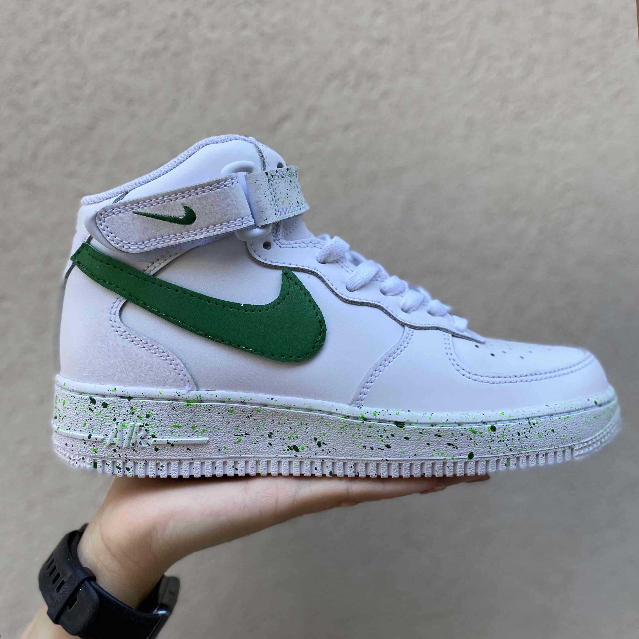 Nike Air Force One Custom Mid Swoosh Verde | LLab Scarpe Custom