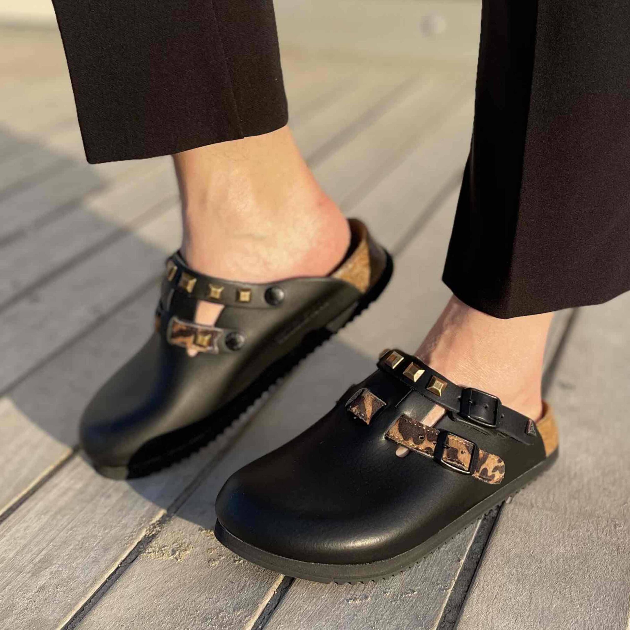 Birkenstock Kay SL Custom Leo e Borchie | LLab scarpe custom