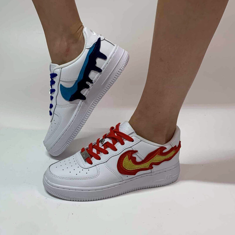 Nike Air Force One Custom Fire and Water | LLab Scarpe Custom