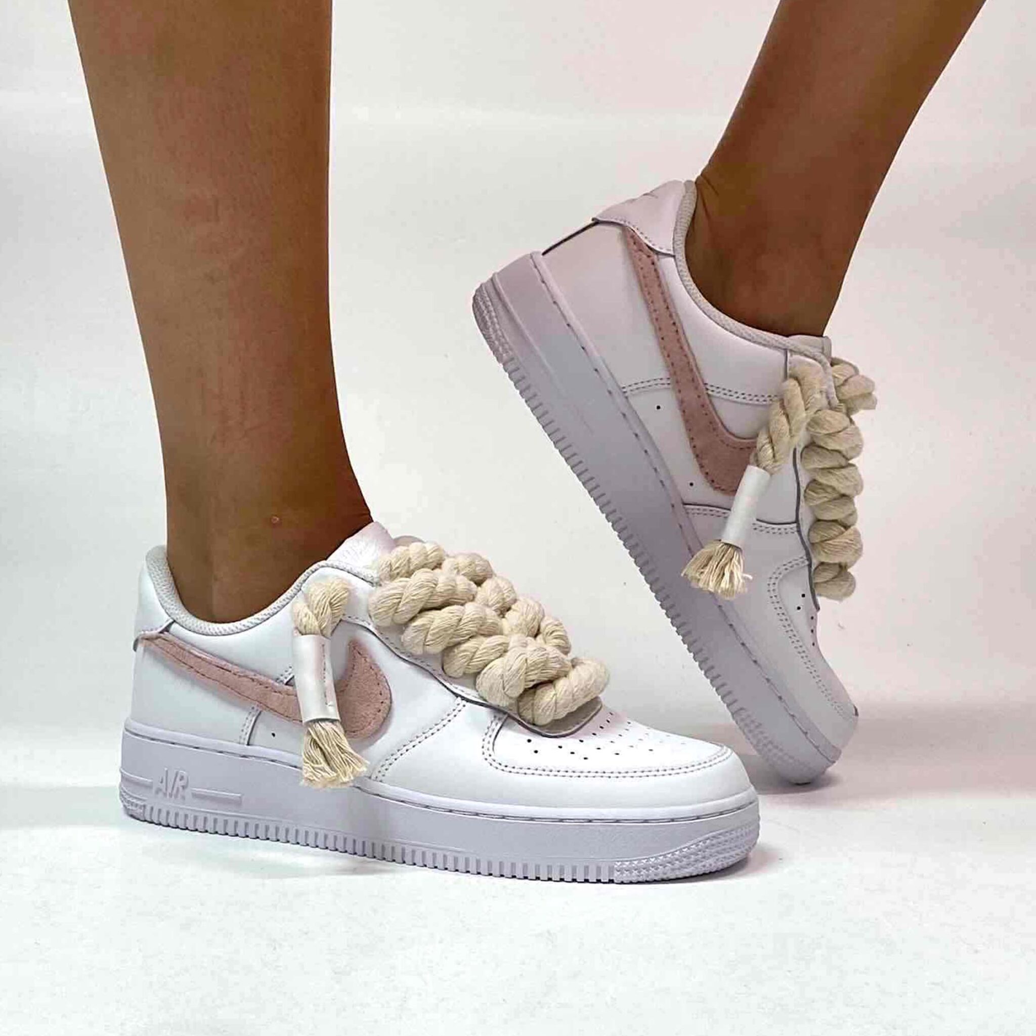 Nike Air Force 1 Custom Rope Swoosh Rosa | LLab Scarpe Custom
