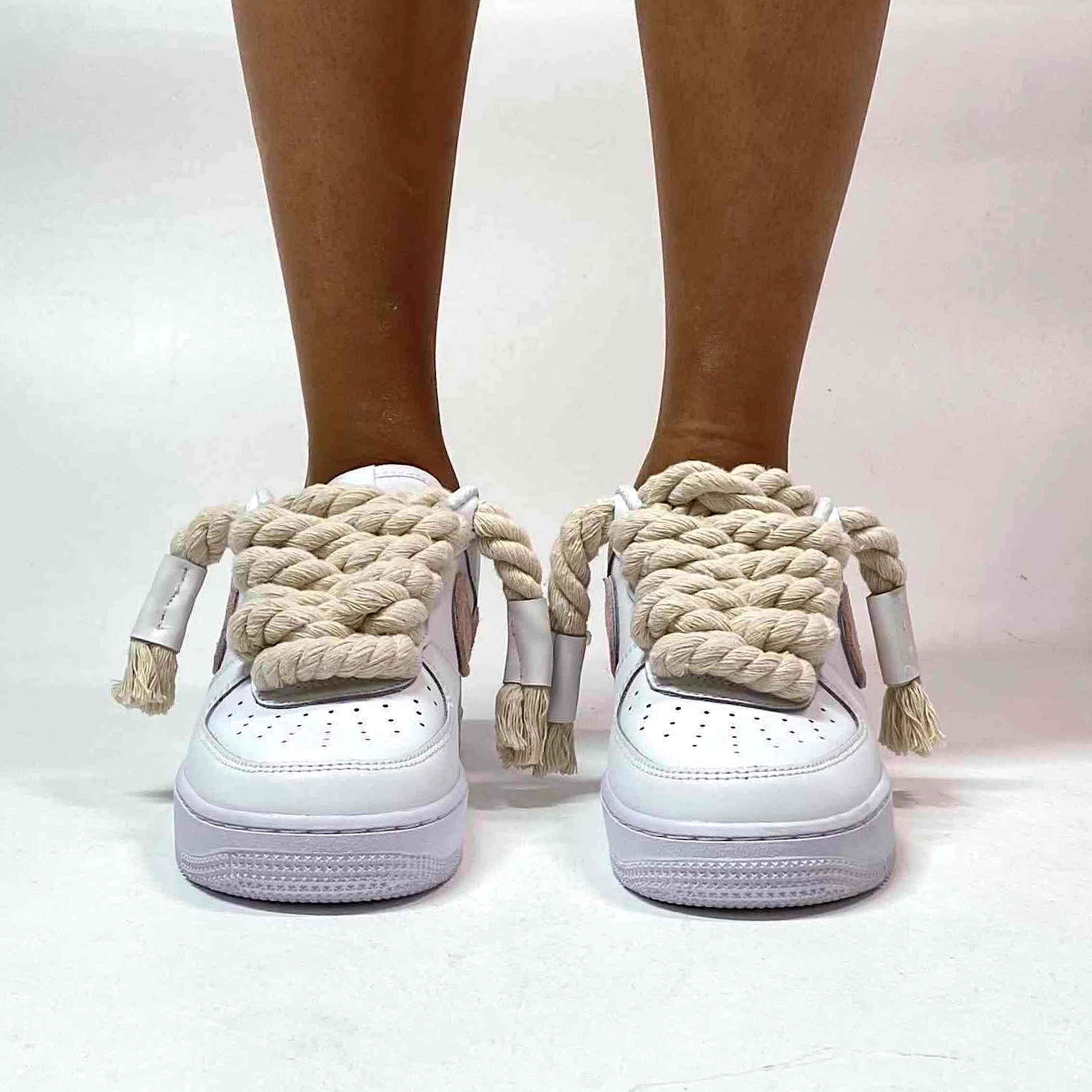 Nike Air Force 1 Custom Rope Swoosh Rosa | LLab Scarpe Custom