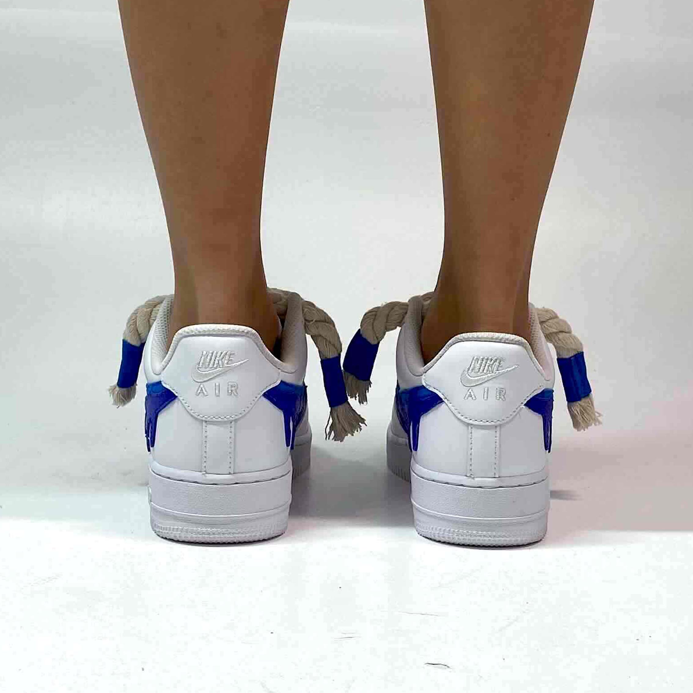 Nike Air Force One Custom Blu Fire Rope | LLab Scarpe Custom