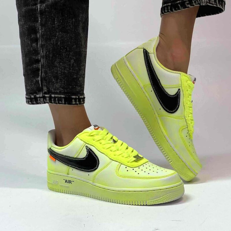 Nike Air Force One Custom Delavè Giallo Fluo | LLab Scarpe Custom