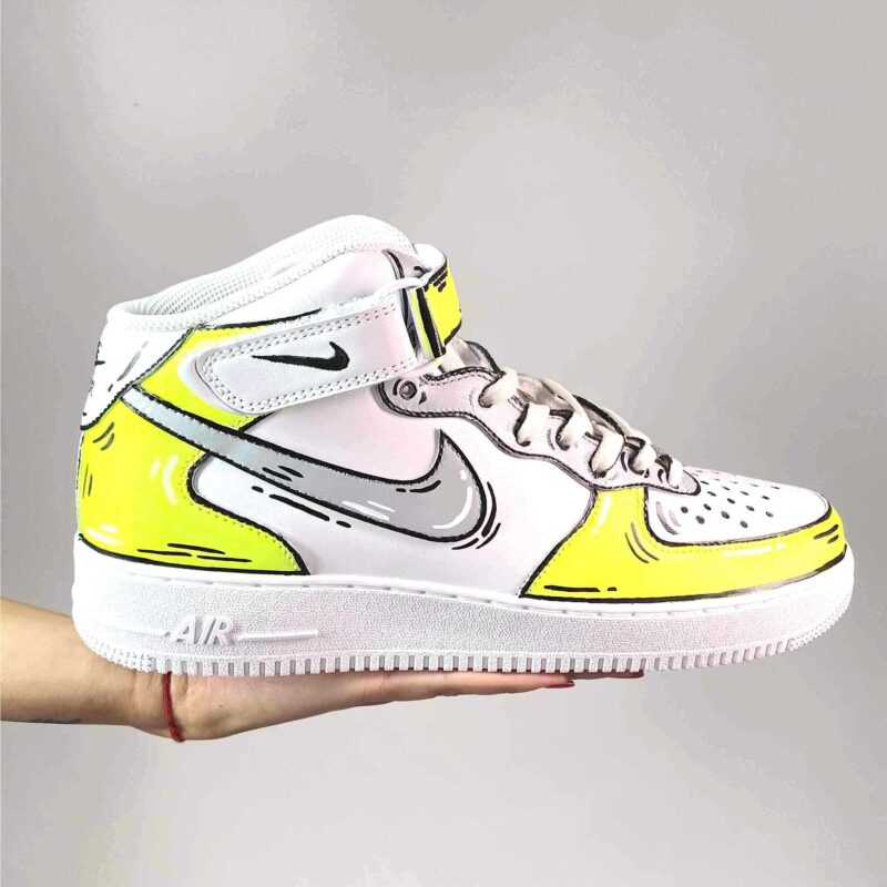 Nike Air Force One Custom MID Giallo FLuo | LLab Scarpe Custom