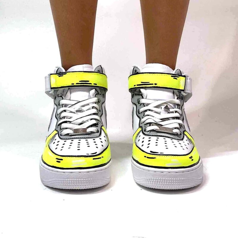 Nike Air Force One Custom MID Giallo FLuo | LLab Scarpe Custom