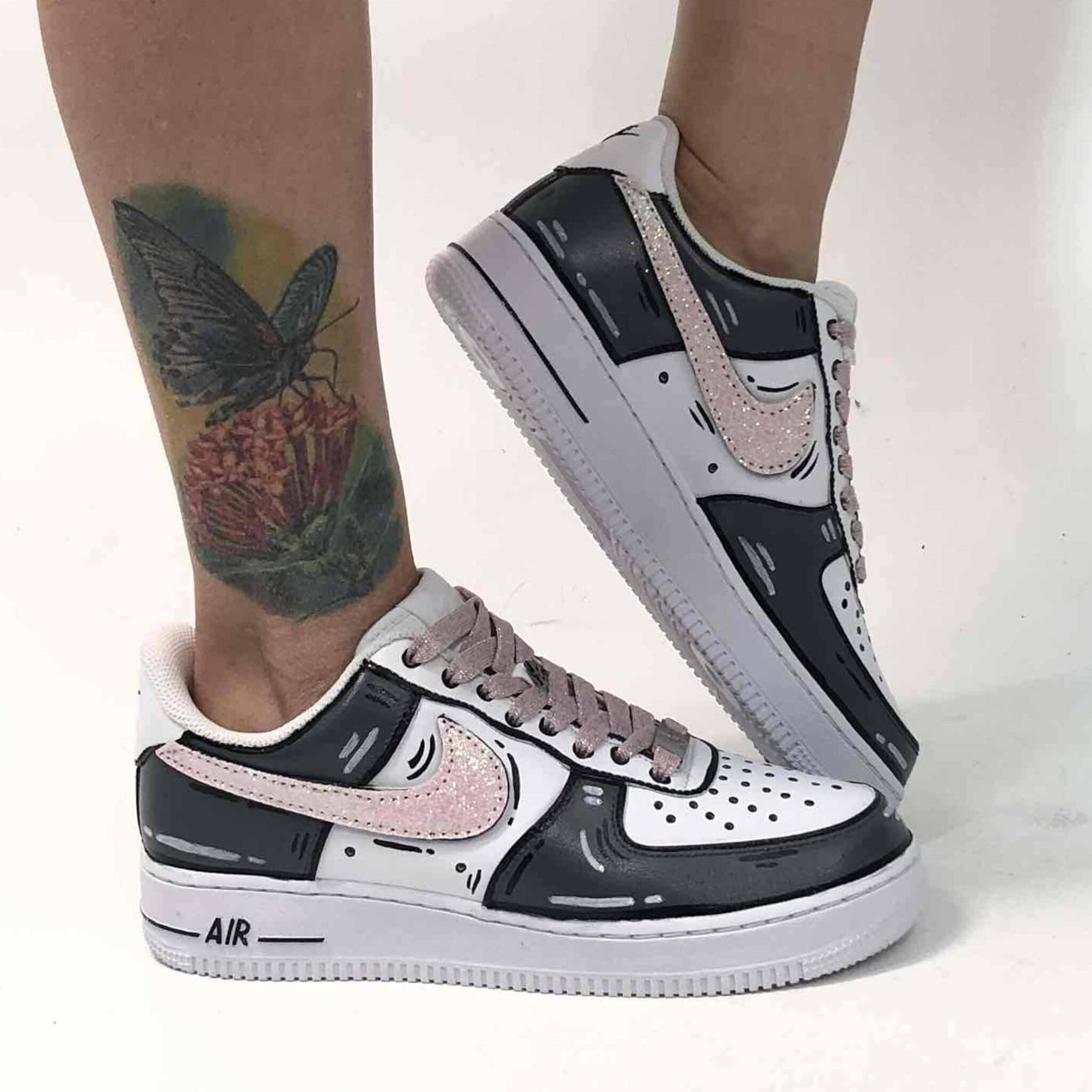 Nike Air Force 1 Custom Swoosh e Lacci Rosa | LLab Scarpe Custom